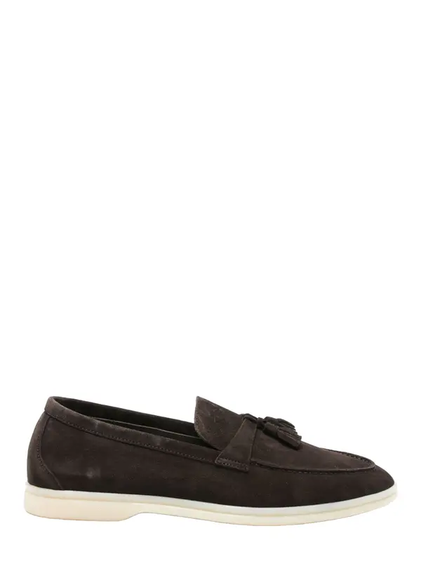 SCAROSSO Suede Tassel Loafers - Brown
