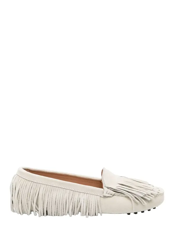 SCAROSSO Fringed Suede Loafers - Neutrals