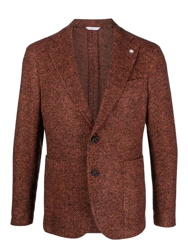 MANUEL RITZ Enamel-detail Single-breasted Blazer - Orange