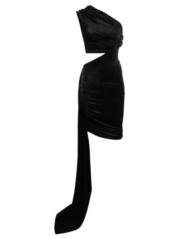 Rick Owens Draped Velvet Midi Dress - Black