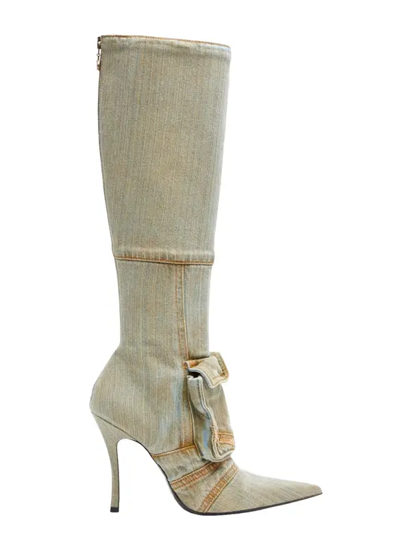 DIESEL® D-venus Pocket Denim Knee-high Boots - Neutrals