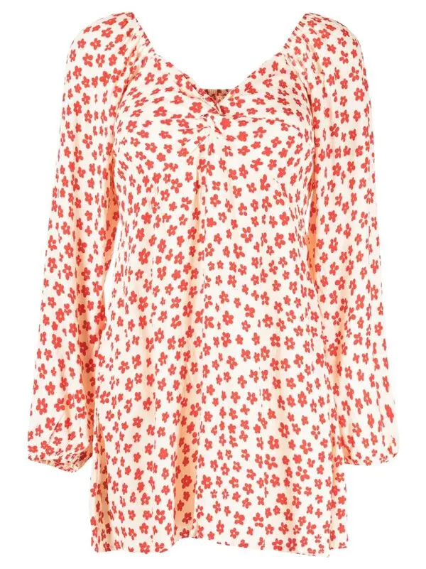Faithfull The Brand Amias Floral-print Minidress - Neutrals