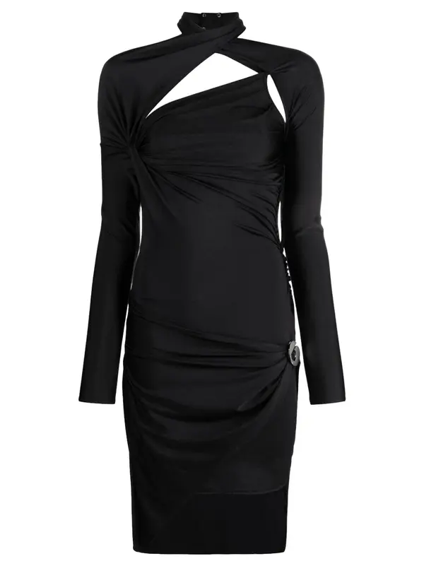 Coperni Asymmetric Twisted Mini Dress - Black