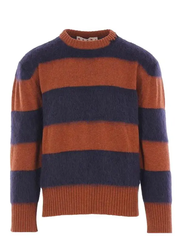 Marni Striped Wool-mohair Sweater - Ink