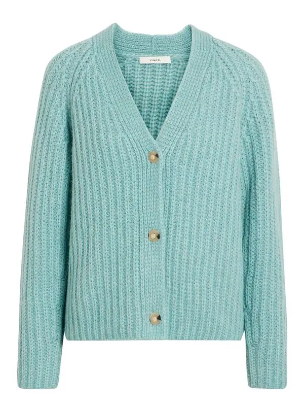 Vince Ribbed Alpaca-blend Cardigan - Turquoise