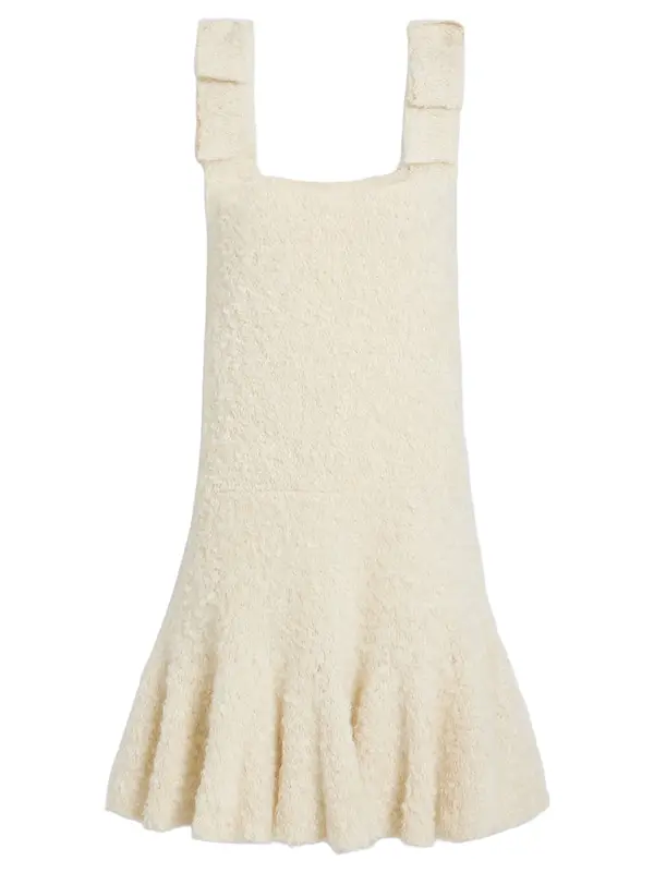 JIL SANDER Bow-embellished Mohair-blend Dress - Cream