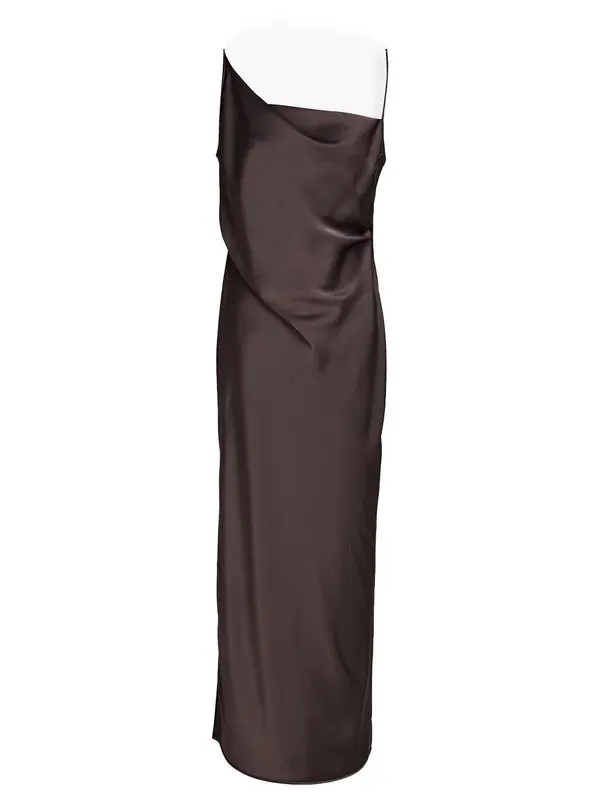 Nanushka Lennie Draped Slip Midi Dress - Chocolate