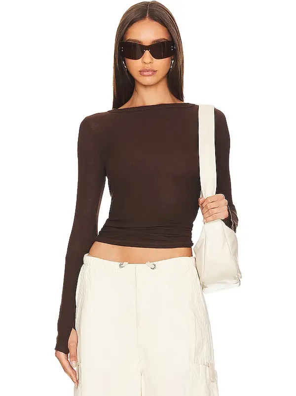 Michael Lauren Sorento Snap Cuff Top - Dark Mocha