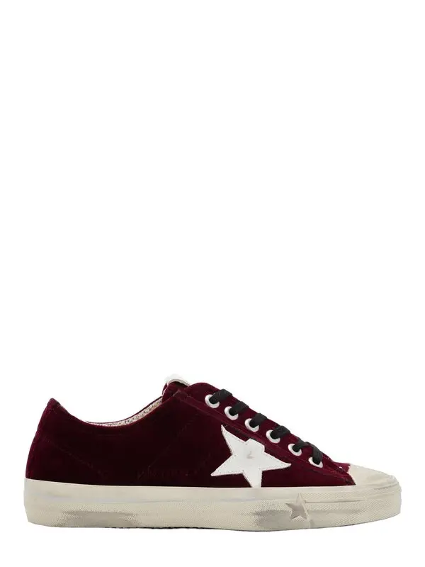 GOLDEN GOOSE V-star 2 Leather-trimmed Velvet Sneakers - Red