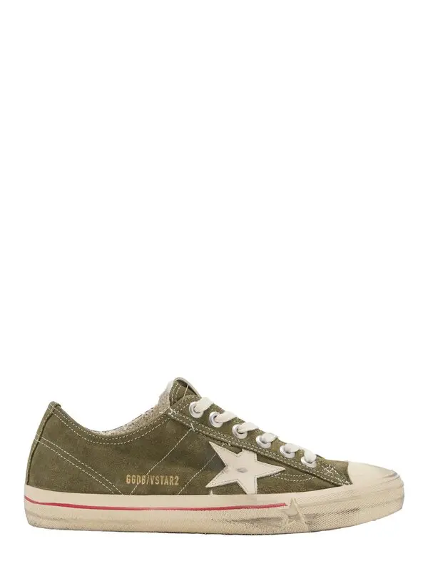 GOLDEN GOOSE V-star 2 Leather-trimmed Suede Sneakers - Khaki