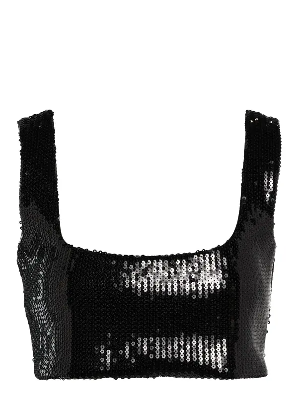 Galvan Beating Heart Sequin Top - Black