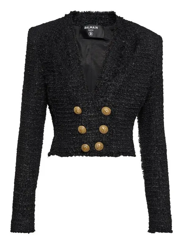Balmain Embellished Tweed Jacket - Black