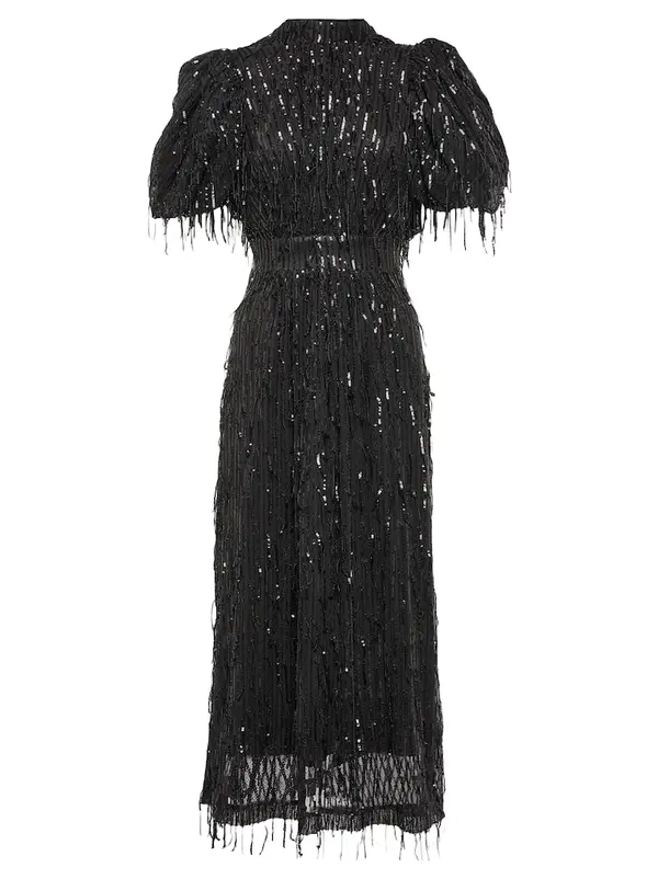 Remain Birger Christensen Sequined Midi Dress - Black