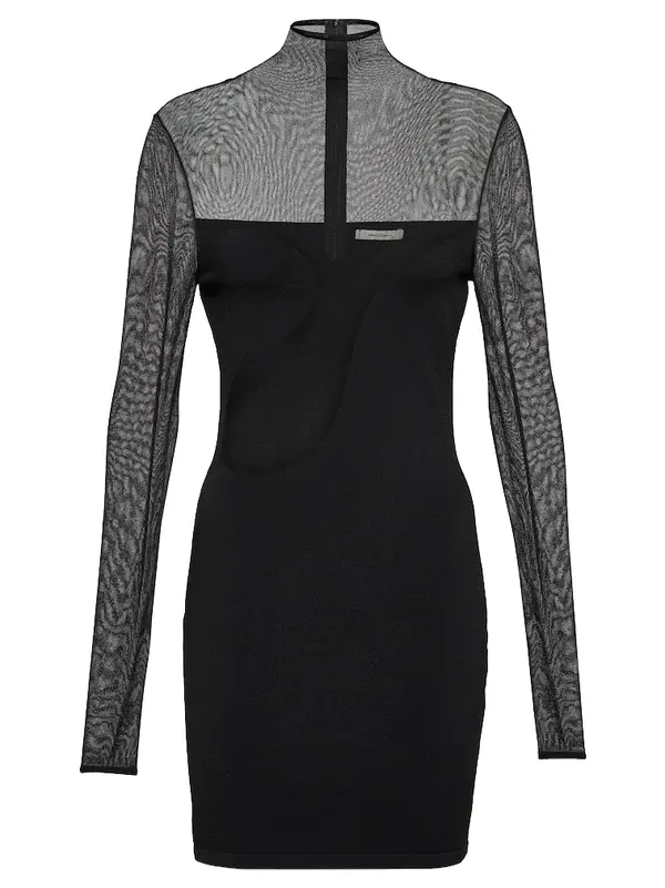 NENSI DOJAKA Mesh And Jersey Minidress - Black