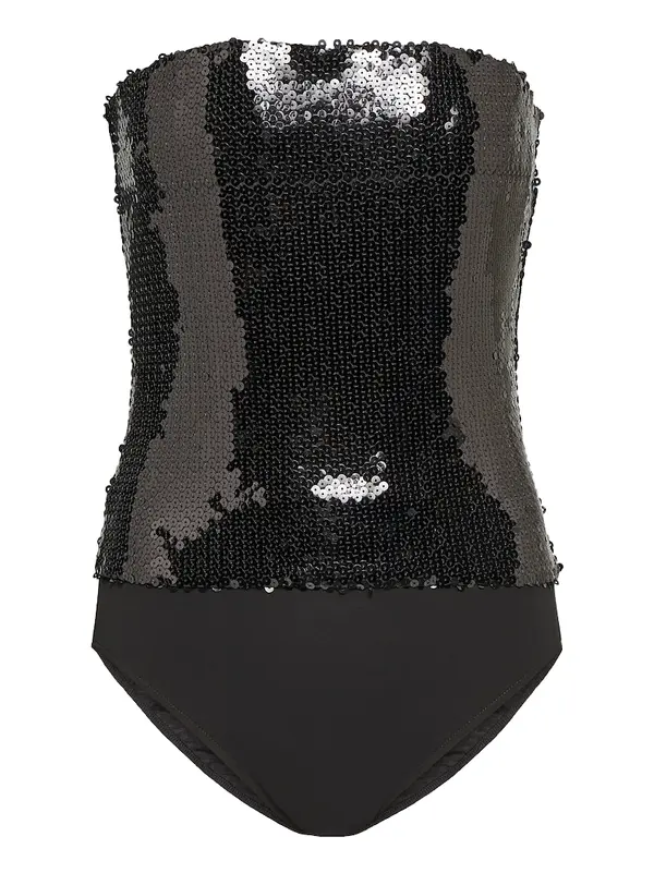 Alexandre Vauthier Sequined Strapless Bodysuit - Black