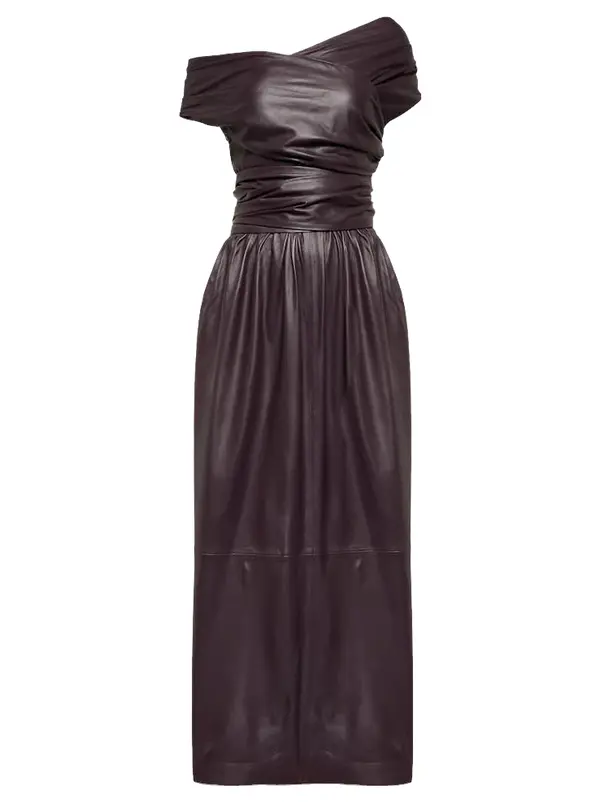Altuzarra Corfu Off-shoulder Leather Maxi Dress - Purple