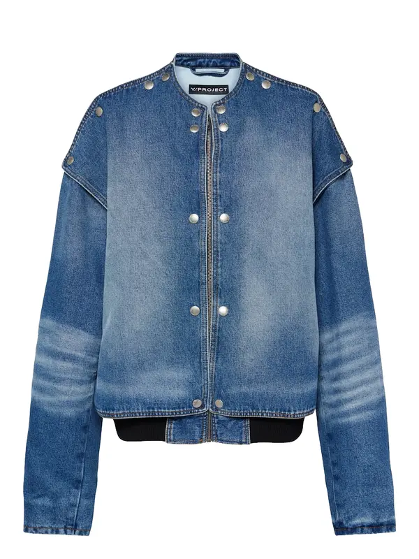 Y/project Snap Off Denim Bomber Jacket - Blue