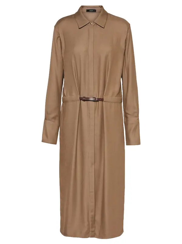 JOSEPH Daval Twill Midi Shirt Dress - Brown