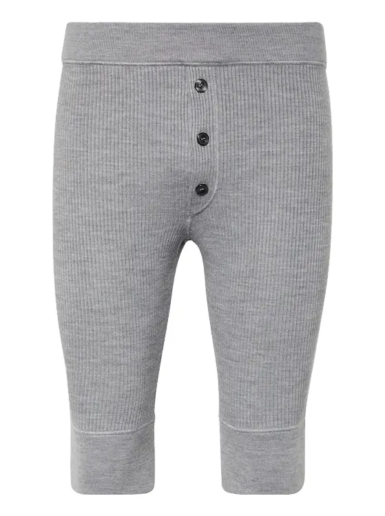 Dolce & Gabbana Buttoned Wool-blend Shorts - Grey