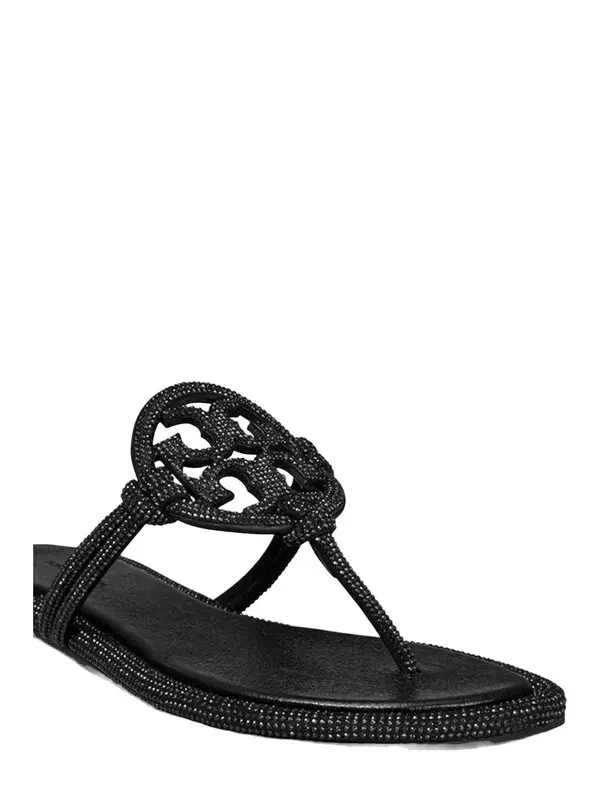 Tory Burch Miller Pave Logo Thong Sandals - Black