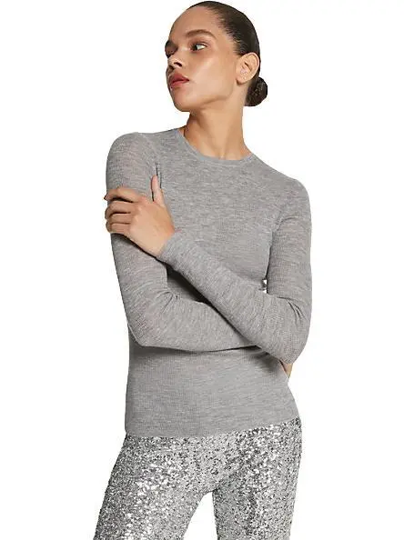 Michael Kors Hutton Featherweight Cashmere Sweater - Grey