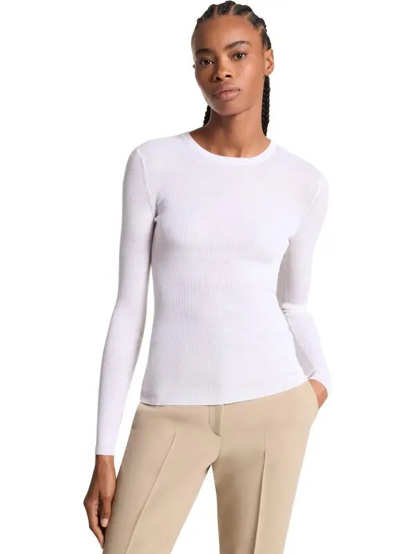 Michael Kors Hutton Featherweight Cashmere Sweater - White