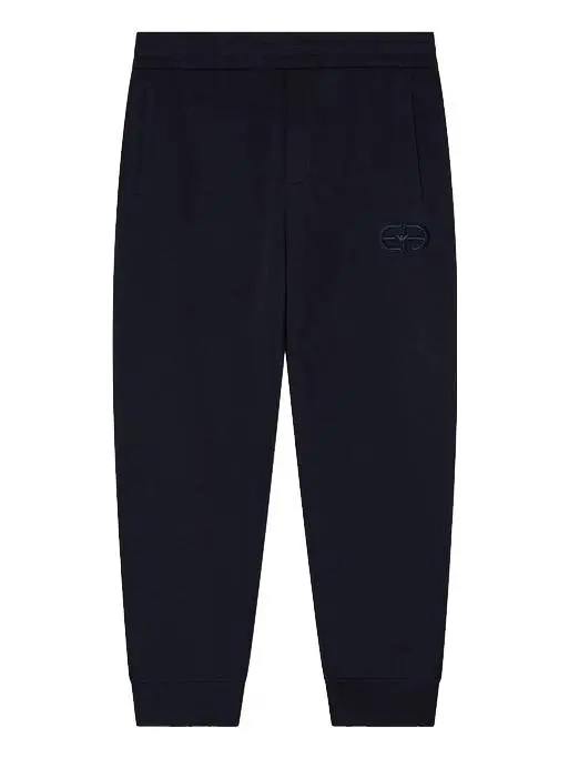 Emporio Armani Double-jersey Joggers With Embossed Embroidered Ea Logo - Navy