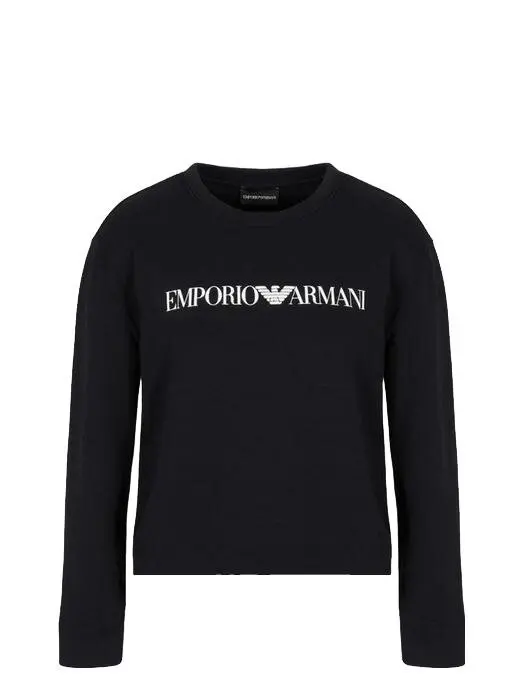 Emporio Armani Organic Jersey Sweatshirt With Logo - Neutral
