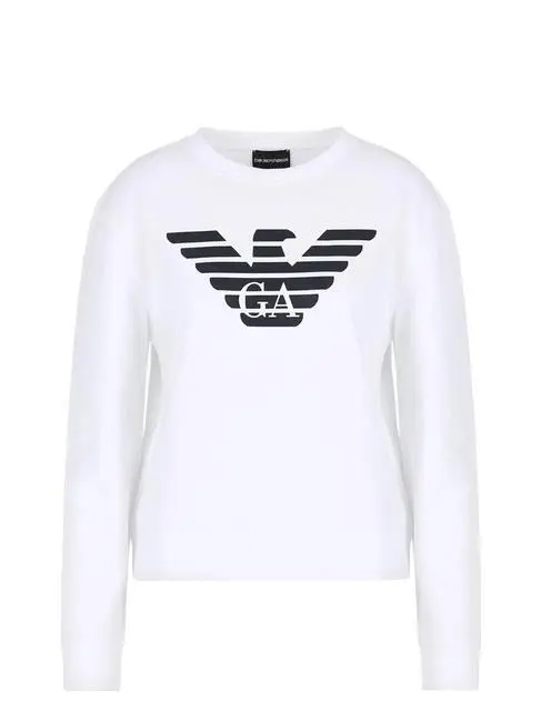 Emporio Armani Organic Jersey Sweatshirt With Logo - White