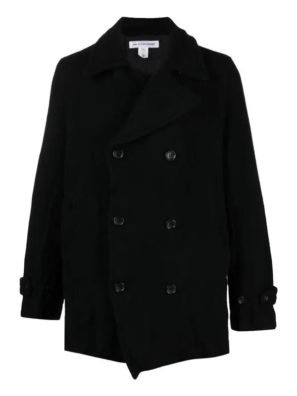 Comme Des Garçons Double-breasted Wool-blend Coat - Black