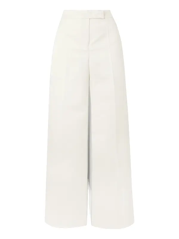 Sasuphi Net Sustain Andrea Wool And Silk-blend Wide-leg Pants - Ivory