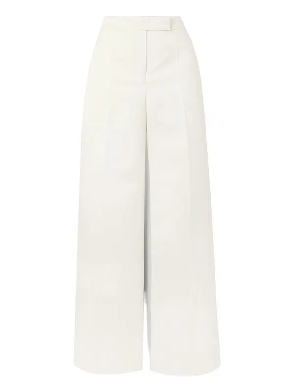 Sasuphi Net Sustain Andrea Wool And Silk-blend Wide-leg Pants - Neutrals