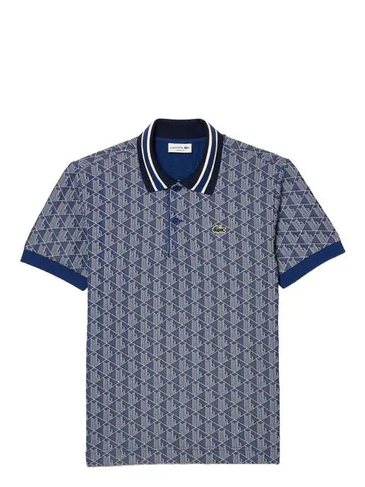 Lacoste Monogram Jacquard Polo - Qie Methylene/farine