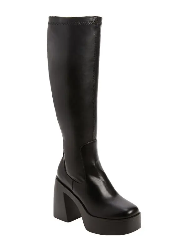 AZALEA WANG Nashla Knee High Platform Boots - Black