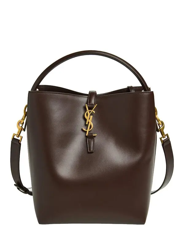 Saint Laurent Le 37 Leather Bucket Bag - Arabica