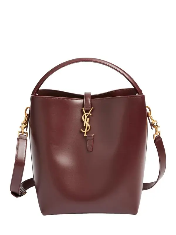 Saint Laurent Le 37 Leather Bucket Bag - Rouge Cabernet