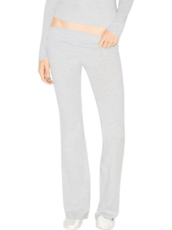 SKIMS Stretch Cotton Jersey Foldover Pants - Light Heather Grey