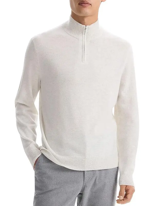 Theory Hilles Quarter Zip Cashmere Sweater - Natural Melange