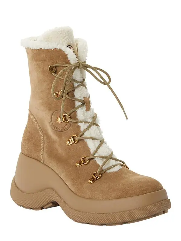 Moncler Resile Trek Faux Fur Trim Boots - Medium Beige