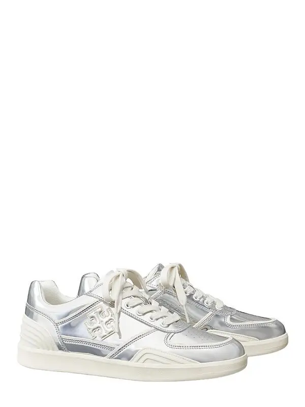 Tory Burch Clover Court Lace Up Low Top Sneakers - Argento