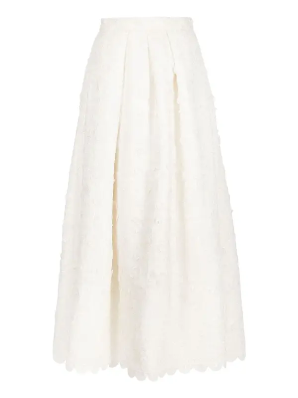 Sachin & Babi Pyaar Floral-appliqué Full Skirt - White