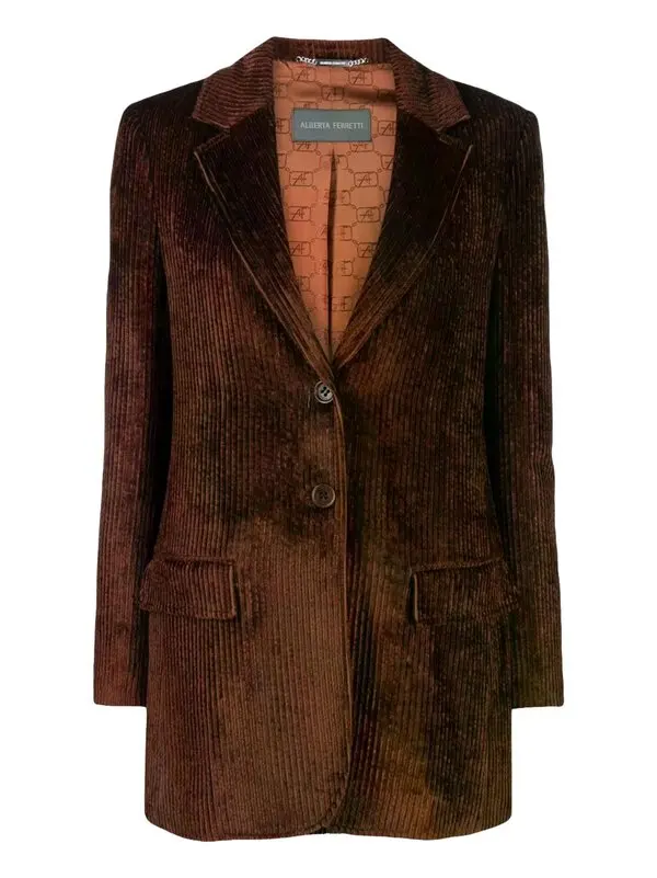 Alberta Ferretti Corduroy Single-breasted Blazer - Brown
