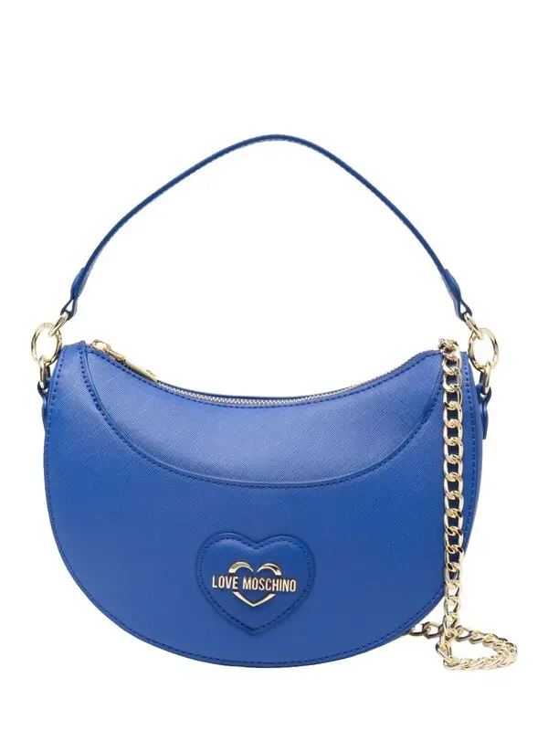 Moschino Saffiano-effect Heart-patch Small Shoulder Bag - Blue