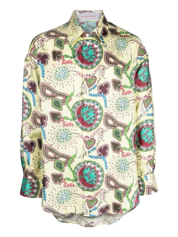 BLUEMARBLE Graphic-print Silk Shirt - Yellow