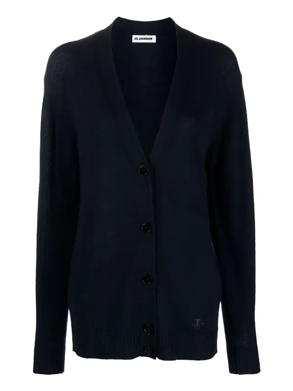 JIL SANDER V-neck Fine-knit Cardigan - Blue