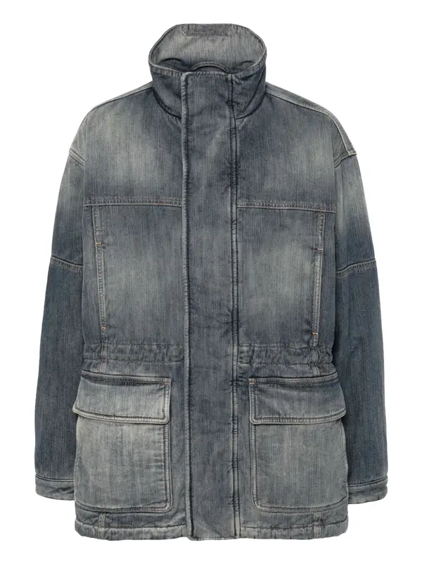 Balenciaga Distressed Denim Jacket - Blue