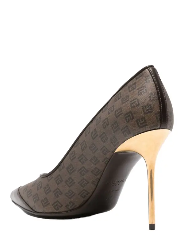Balmain 100mm Monogrammed Pumps - Brown