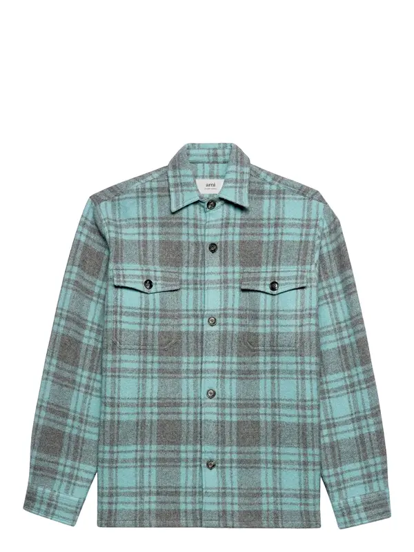 Ami Maxi Checked Overshirt - Blue