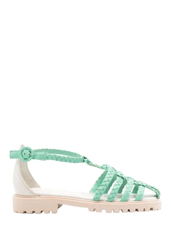 STUDIO CHOFAKIAN Flanner Caged Braided Sandals - Green