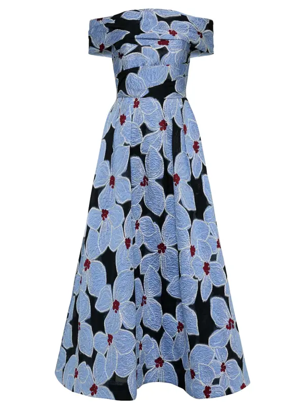 Rebecca Vallance Georgina Floral-embroidered Midi Dress - Blue